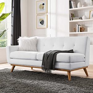 modway engage upholstered fabric left-arm loveseat, white