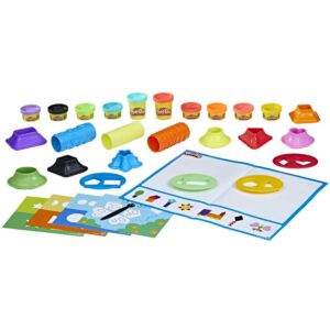 play-doh shapes and colors set, 5 activity playmats, 15 tools & 10 cans of assort. colors, back to school classroom supplies, preschool toys, ages 2+ (amazon exclusive)