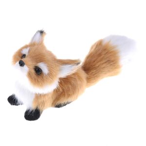 gudves simulation brown fox toy furs squatting fox model home decoration animals world with static action figures plush mini fox (pitching)