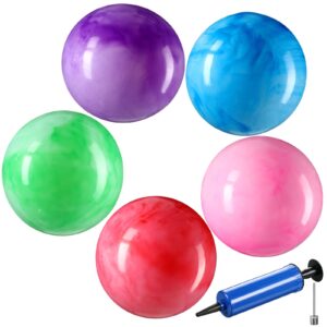 threan 6 pieces bouncing ball for kids marbleized bouncy balls inflatable ball pump with air needle colorful bouncy balls cloud bouncing balls for pets adults handballs playground(8.5 inches)