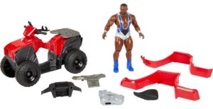 mattel wwe wrekkin' slam & spin atv vehicle & action figure playset with toy 4-wheeler & big e 6-inch collectible, launching action & breakaway parts