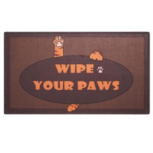 wipe your paws decorative welcome doormats, non-slip cat claw door mat for indoor outdoor home garden decoration, durable rug,pet low-profile funny doormat entryway front porch decor, 30" x 17"