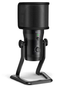 fifine usb studio recording microphone computer podcast mic with pop screen for pc, ps4 (k690+u1)