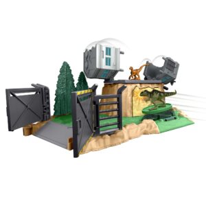 mattel jurassic world dominion minis giganotosaurus rampage playset with 2 mini dinosaur figures and break apart features, toy set