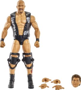 mattel wwe “stone cold” steve austin wrestlemania action figure with entrance gear & vince mcmahon build-a-figure pieces, 6-in posable collectible gift for wwe fans ages 8 years old & up