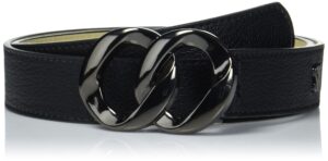 steve madden womens steve madden women's double link buckle belt, black belt, black/hematite, large us