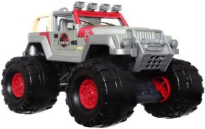 matchbox jurassic world dominion jeep wrangler 124-scale truck with large wheels, toy gift and car collectible for dinosaur fans