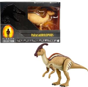 mattel jurassic world the lost world hammond collection dinosaur action figure, parasaurolophus dino toy with 20 articulations, 12 inches long