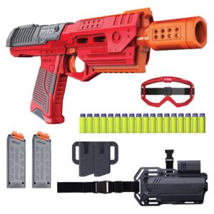 dart zone pro-series mk-2.1 foam dart blaster – 150 fps foam dart gun for adults – soft bullet toy gun for ages 14+ – 18 half length darts, 3 mags, eyewear, holsters – toy pistol blaster, 125 ft range