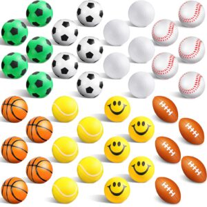 40 pcs sports balls bulk kids small mini stress ball for party favor toy, including basketball, football, volleyball baseball, soccer, tennis for stress relief school carnival operation christmas