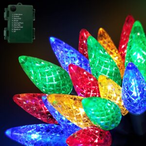 jenwin c6 christmas string lights decor, 50 led 16.4 ft battery operated fairy lights timer 8 modes waterproof xmas lights for patio garden christmas tree decoration indoor outdoor home (multicolor)