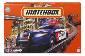 matchbox toy cars, trucks or vans 12-pack, set of 12 service, utility, transport or rescue die-cast vehicles in 1:64 scale, metro bundle