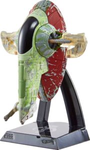 hot wheels star wars starships select boba fett's starship, premium collectable replica with movable part & display stand