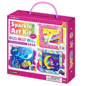 my magic world diy 3-in-1 sparkle art set for kids (12 sparkly creative arts and crafts projects : glitter/sequin/foil art) handcraft/handmade/creative art