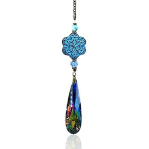 boho sun catcher, (76mm vitrail drop) crystal hanging for windows, home decor, garden, mother's day, windows, gift (length: 11.25 inches) | 2 dirty birds boutique