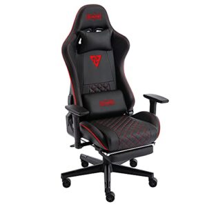 smax gaming chair with footrest thicken seat computer gamer chair with 3d armrest pu leather headrest and lumbar support racing style high back video game chairs for adults black