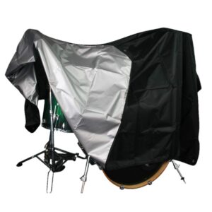 agustu drum set dust cover - premium waterproof 80" x 108" protection drum shield with silver coating for electric and electronic drum kits -electric drum accessories - with bag and microfiber cloth