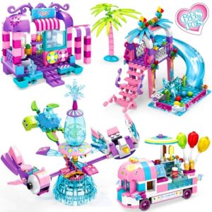 sitodier girls building blocks toys 638 pieces 4 models princess building bricks toys for kids stem construction play set toy best gifts for girls age 6-12 birthday christmas