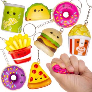 artcreativity mini squish fast food toys, set of 8, slow-rise stress relief toys for kids in assorted food designs, mini fidget toys for sensory play, party favors, goodie bag fillers for boys & girls