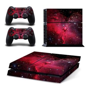 fottcz vinyl skin for ps4 console & controllers only, sticker decorate and protect equipment surface, red nebula