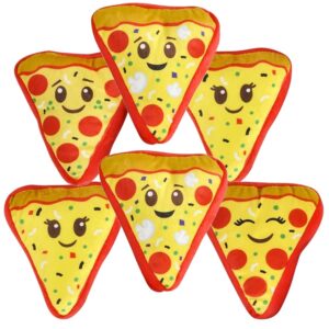 artcreativity mini plush pizza toys for kids, set of 6, soft and cuddly soft stuffed toys in assorted designs, plush party favors for kids, cute pizza party decorations, 4.5 inch