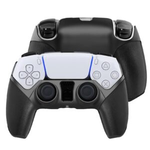 hacker's protective ps5 controller case cover with genuine leather，better grip for game experience(black)