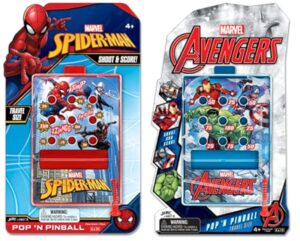 jaru marvel avengers & spiderman mini pinball machine for kids (2 toys) handheld games & office desk games. retro vintage toys table top arcade games. ab-6807-2