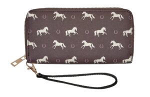 awst int'l "lila" horses & horseshoes clutch wallet std / std