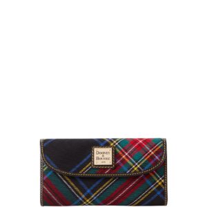 dooney & bourke handbag, tartan continental clutch - black