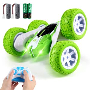 voastvy remote control car, 2.4ghz-4wd rc cars,double sided 360degree tumbling and rotating stunt car with colorful lights, electric toy cars are great gifts for boys and girls