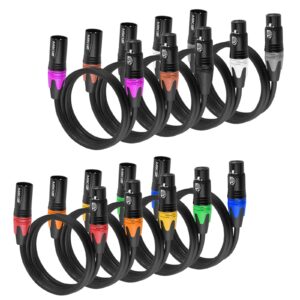 mikiz xlr cables 3 feet 10 pack - pro balanced short xlr audio cables 3-pin xlr male to female