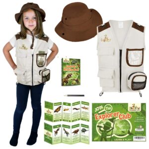 cheerful children toys kids explorer costume including safari vest and hat - boys & girls aged between 4-6 - role play as paleontologist, zoo keeper, park ranger or fishing