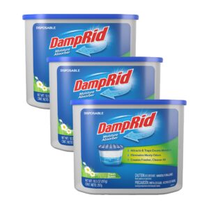 damprid fresh scent disposable moisture absorber, 10.5 oz., 3 pack – attracts & traps excess moisture, eliminates musty odors, creates fresher, cleaner air, white