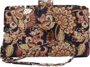 women's faux leather all in one wallet rfid clutch ladies ib671x (blue floral)