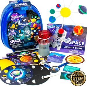 the young scientists club space adventures pack, stem kit, 13 educational activities, includes reusable backpack, space navigator, diy constellations, space card game & more, multi (204755)