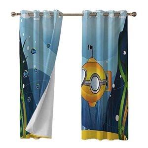 marigold and blue black curtains for bedroom 84 inch long yellow submarine kids bedroom blackout grommet top curtain panels w96 x h84