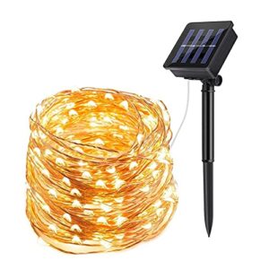 yygb solar string lights outdoor, 100 led 10m solar garden lights, waterproof copper wire solar fairy lights with 8 modes, for tree, garden, home, wedding, party