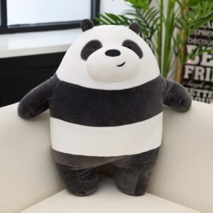 miquanggo plush toys for baby 27cm kawaii we bare bears plush toy cartoon bear stuffed grizzly gray white bear panda doll love birthday gift (black)