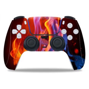 fottcz vinyl skin for ps5 digital/disk controller, sticker decorate and protect device surface, red fire