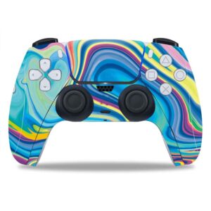 fottcz vinyl skin for ps5 digital/disk controller, sticker decorate and protect device surface, agate color stripe