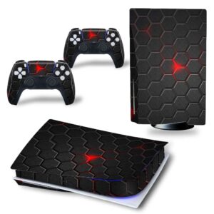 fottcz vinyl skin for ps5 disk edition console & controllers only, sticker decorate and protect equipment surface, black nest