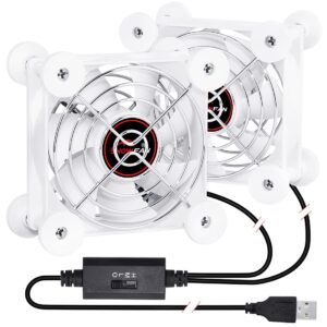 snowfan 120mm usb fan, 120mm fan,silent 5v fan with variable speed controller for receiver dvr playstation xbox computer cabinet cooling (single 12025 fan-white)