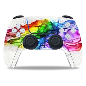 fottcz vinyl skin for ps5 digital/disk controller, sticker decorate and protect device surface, rainbow watercolors