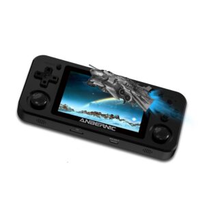 rg351m handheld game console wifi function, open source system rk3326 chip 64g tf card 2500 classic games 3.5 inch ips screen 3500mah battery (black)