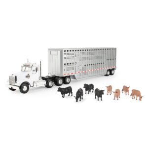 ertl 1/32 freightliner 122sd semi with livestock trailer & cattle 47362