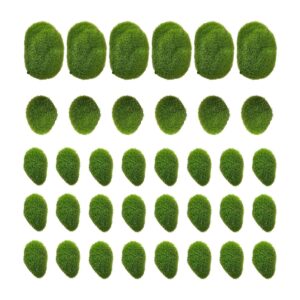 boagkaah 36 pieces 3 size artificial moss rocks decorative, green moss balls for floral arrangements gardens and crafting