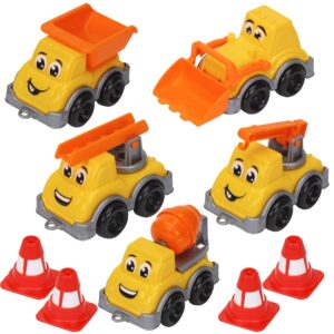 technok assorted construction truck toys - kids construction toys playset - dump truck, tractor toy, crane truck, cement truck - car toys for boys - 5 pack toy vehicles - truck toys for kids toddlers