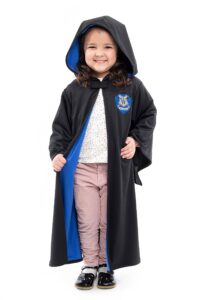 little adventures blue hooded wizard robe dress up costume (l/xl (age 5-9)) - machine washable child pretend play and party dress-up costume with no glitter