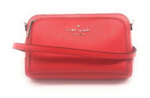 kate spade new york staci dual zip around leather crossbody (gazpacho red)