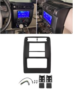 hecasa double din dash kit w/wiring harness compatible with 2003-2006 jeep wrangler tj radio dash bezel